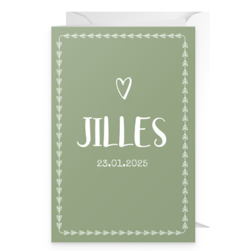 Geboortekaartje Hartjes kader